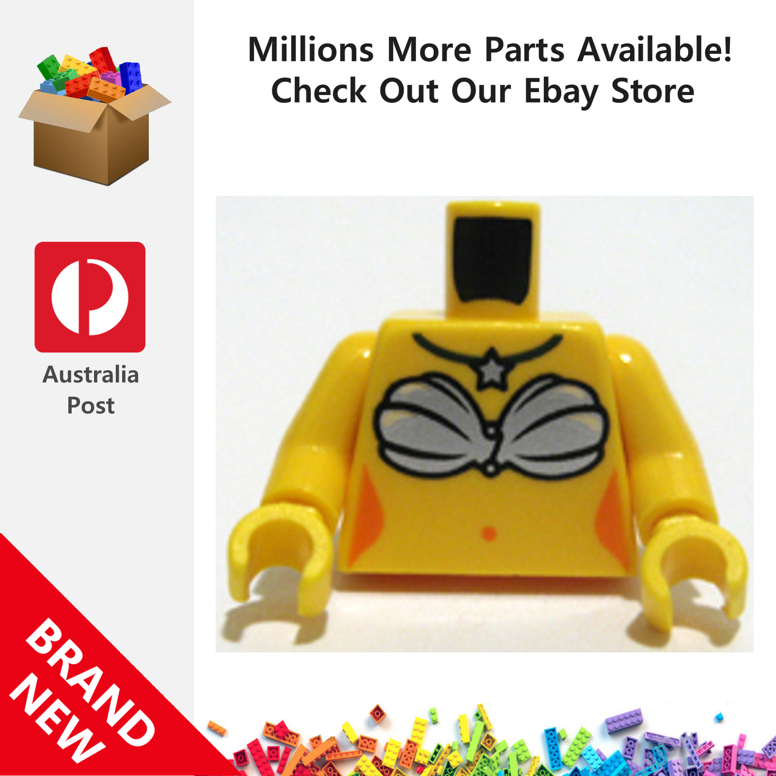 Genuine LEGO™ Yellow Torso Pirate Mermaid Shell Bra 973 4540738 4631697 ...