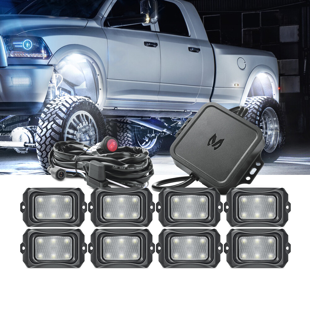 MICTUNING Curved C2 8 Pods RGBW LED Rock Lights Underbody Underglow ...
