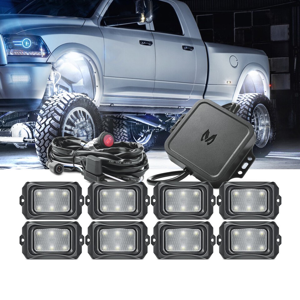 MICTUNING Curved C2 8 Pods RGBW LED Rock Lights Underbody Underglow ...