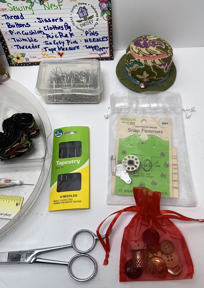 Sewing Basket Notions Keepsake Box Treasure Hope Chest Nest Vintage ...