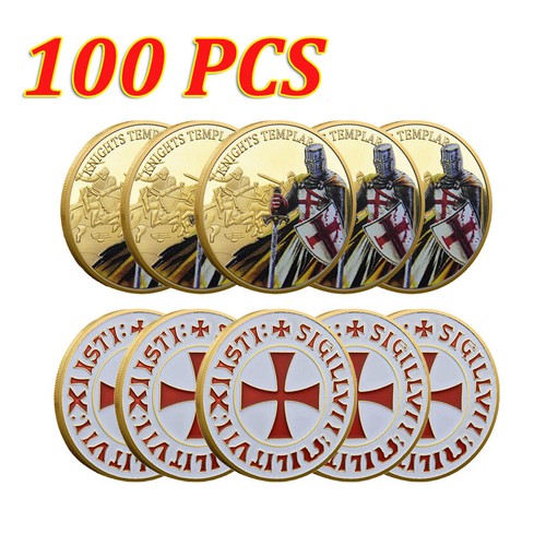 100PCS Religious Commemorative Challenge Coin Souvenir Gold Knights ...