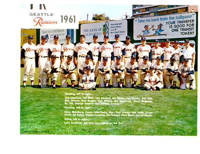1961 SEATTLE RAINIERS PCL TEAM 8x10 PHOTO JOHNNY PESKY WASHINGTON ...