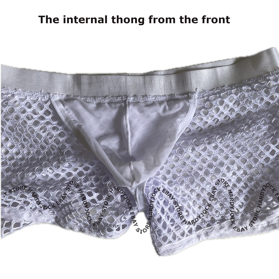 Jockmail Mens Sexy Net Boxer Underwear Shorts with internal Mesh thong ...