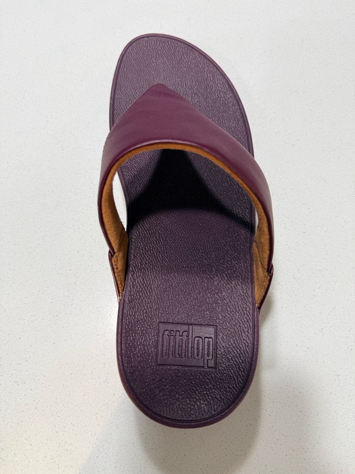Fit Flops Lulu Leather Toe Post Thong Flip Flops In Plum Size 10 US ...