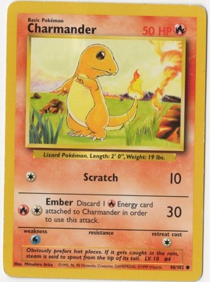 1st Edition Charmander 46/102 Base Set Shadowless Pokemon Card | eBay