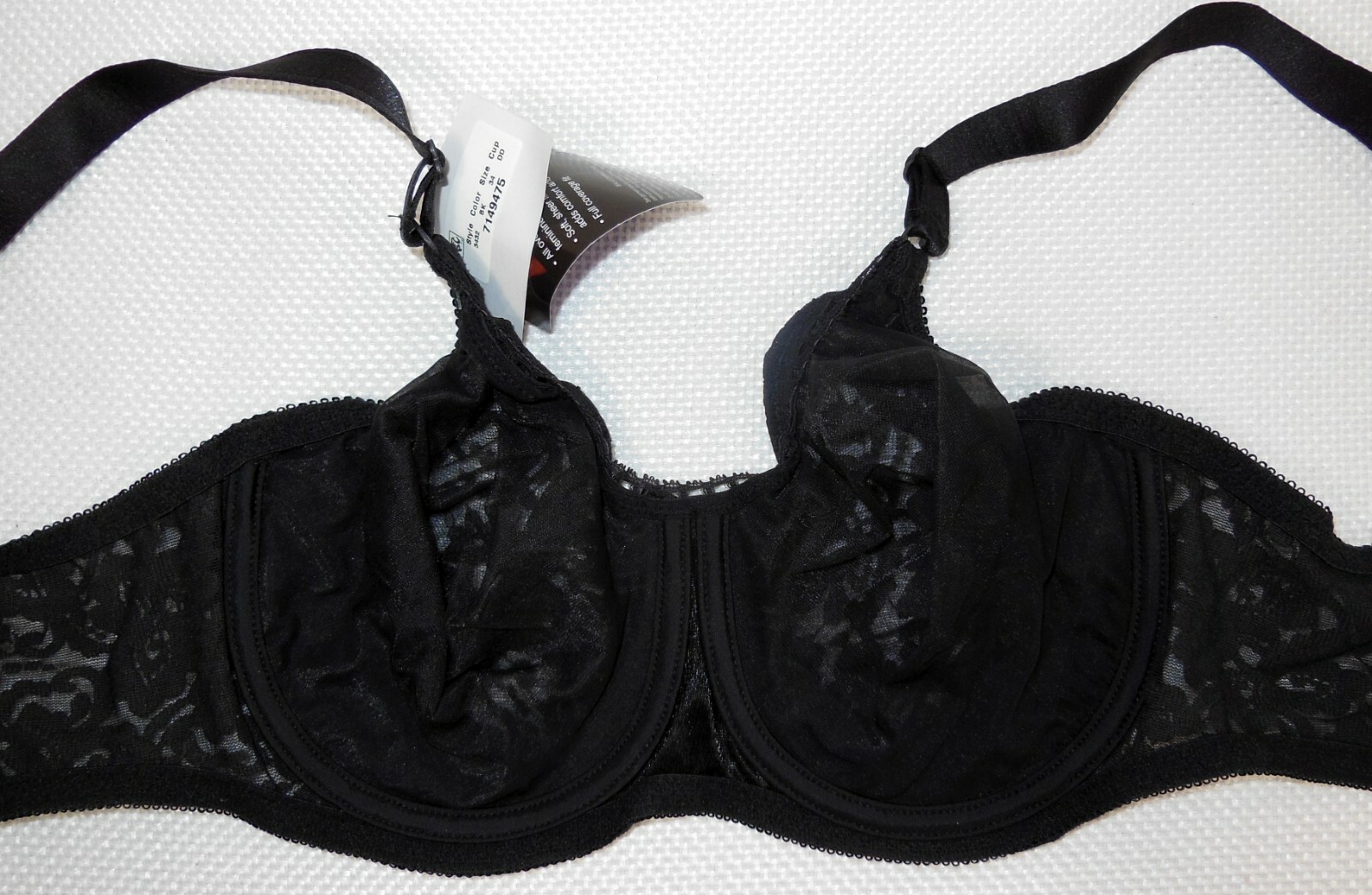 Bali 3432 Black NWT 34DD Comfort Lace and Smooth Seamless Underwire Bra ...