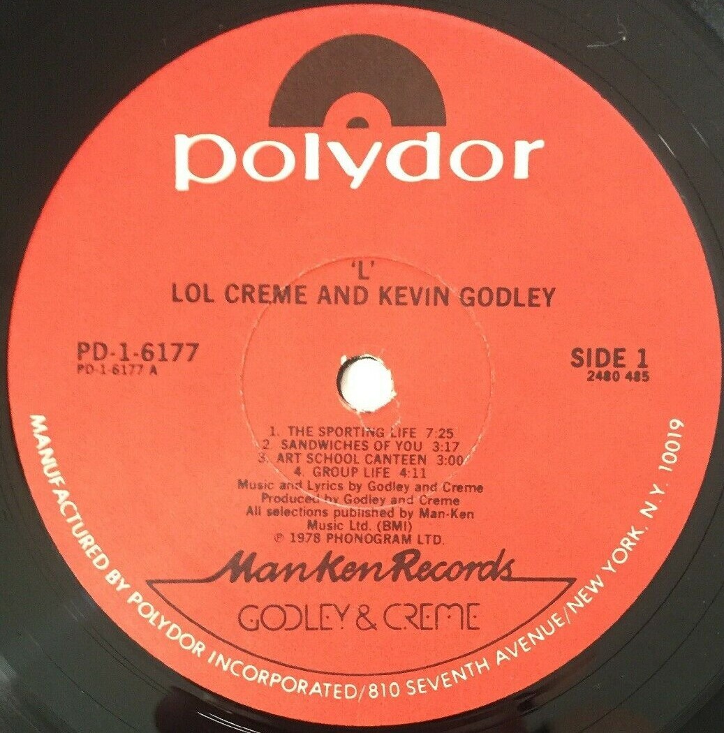 L Lol Creme Kevin Godley LP Vinyl Record Polydor Art Pop Rock 1978 ...