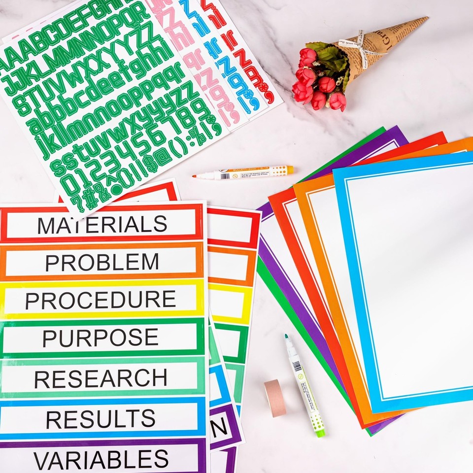 39 Sheets Science Fair Board Supplies Bundle with 3pcs Small Black ...