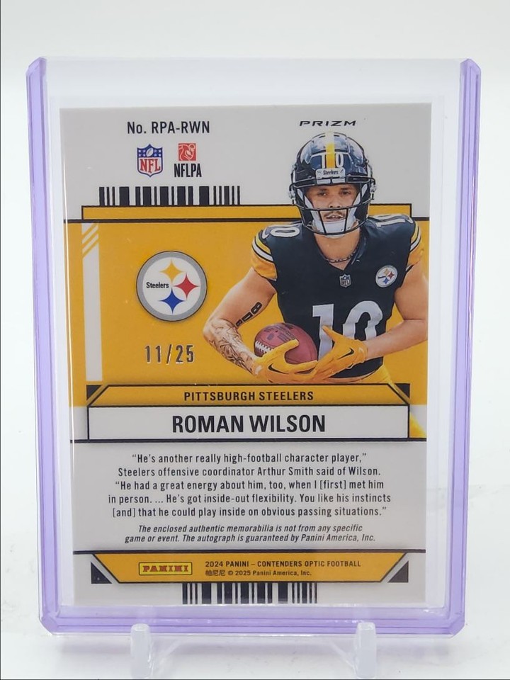 ROMAN WILSON 2024 CONTENDERS OPTIC RPA ROOKIE ORANGE RC AUTO /25 Q4911 ...