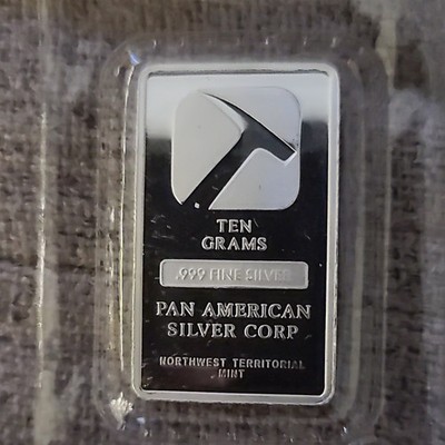 10 Grams Silver Bar Pan American Silver Corp Mint SEALED .999 Fine ...