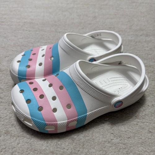 CROCS Classic Comfort Clogs White Striped Unisex Women's 10/Men's 8 ...