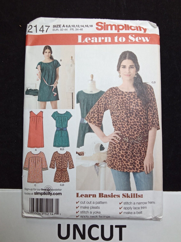 Simplicity 2147 Misses Mini Dress Tunic Pattern Learn to Sew UCT Sz 6 ...