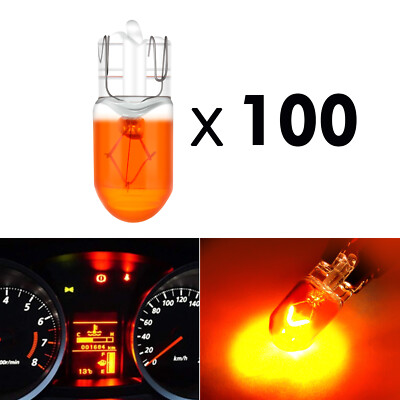 100Pcs T10 194 168 Amber Halogen Bulbs Instrument Panel Light Dash ...