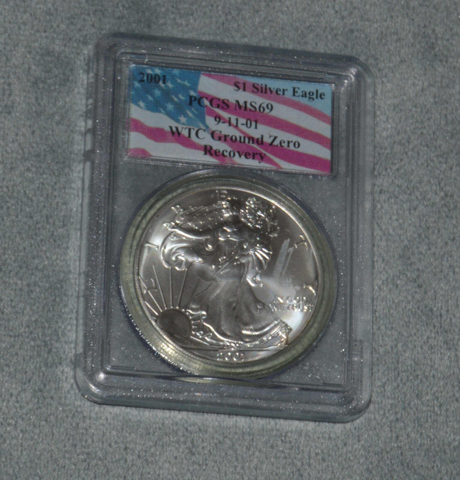 WTC Artifact Ground Zero Recovery 2001 Silver Eagle PCGS Coin World ...