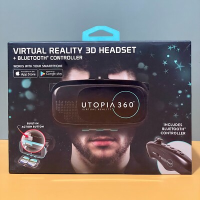 Utopia 360 Virtual Reality 3D Headset + Bluetooth Controller Smartphone ...