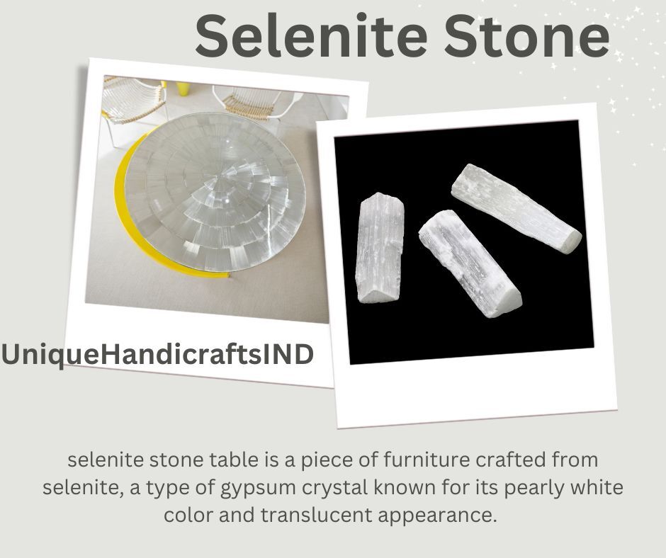 Stunning Selenite Gemstone Dining Table, Console Bar Table, Selenite ...