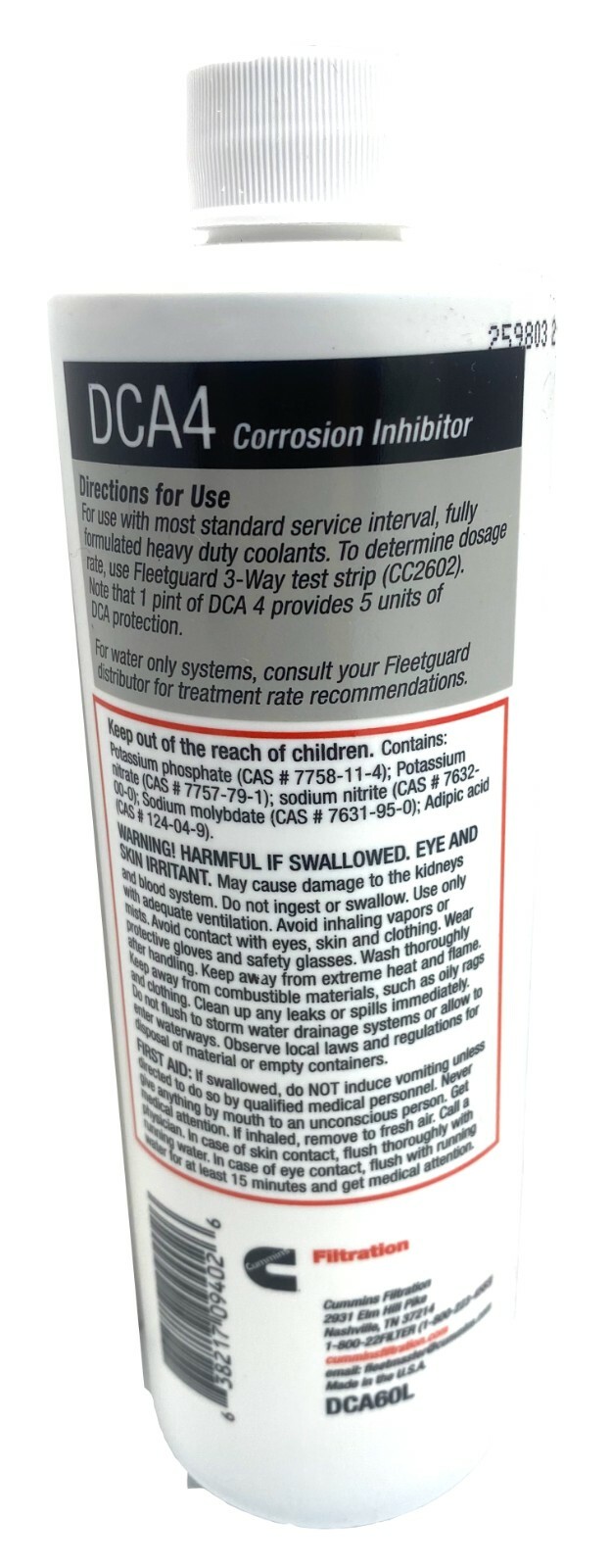 2 Pack of DCA60L Fleetguard Cooling System Additive DCA4 Free Shipping ...