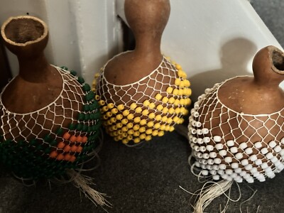 Natural African Gourd Hand Shekere Beaded Musical Instrument (Medium ...