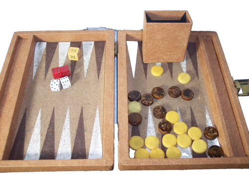 Vintage Bakelite Backgammon Mini Travel Set Incomplete For parts 3/4" Checkers | eBay
