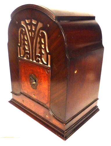 vintage U.S. RADIO APEX 32 CATHEDRAL RADIO: WOOD SHELL brass faceplate ...