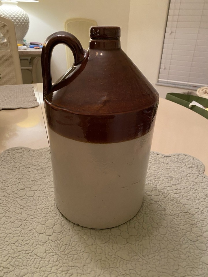 1 Gallon 12" Pottery Crock Jug 2 Tone Stoneware "University of Michigan ...
