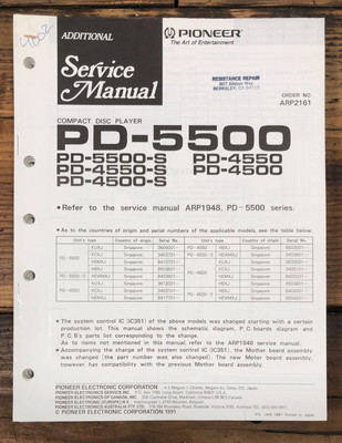 Pioneer PD-4500 PD-5500 PD-4550 CD Player Service Manual *Original* | eBay
