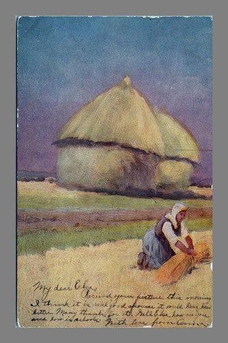 c1900 Postcard DB Haystack Hut Women Rolling Hay | eBay