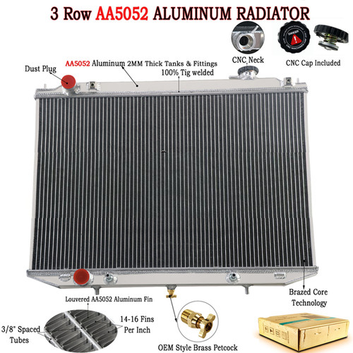 3ROW Aluminum Radiator For Nissan Navara D22 series 2.5L YD25 Turbo ...