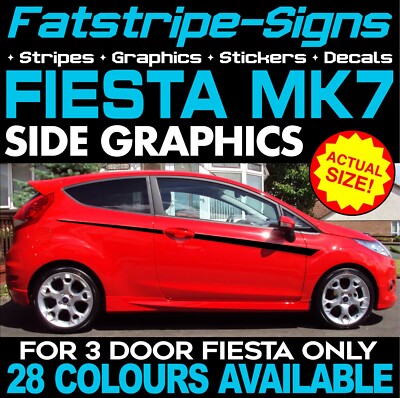 to fit FORD FIESTA MK7 GRAPHICS STRIPES STICKERS DECALS ZETEC ST RS ...