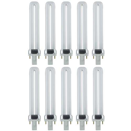 10Pack PL 2-Pin 6.61" Twin Fluorescent U-Shaped Light Bulb, 3500K, 9W ...