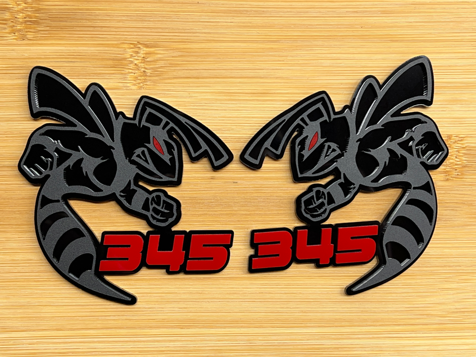 345 Hornet Badges Emblem BEE (2) Red Eye BADGES Fender Angry Aggressive ...