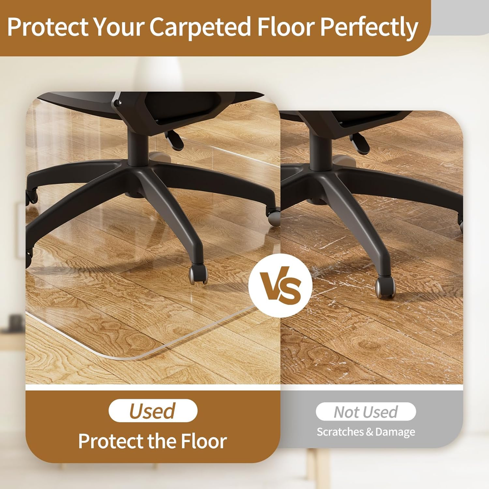 Office Chair Mat for Hard Floors 48 X 60 Inch, Clear Plastic Floor ...