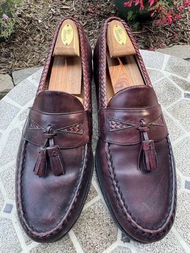 ALLEN EDMONDS Maxfield Men's Burgundy Woven Tassel Loafer Leather Shoes ...