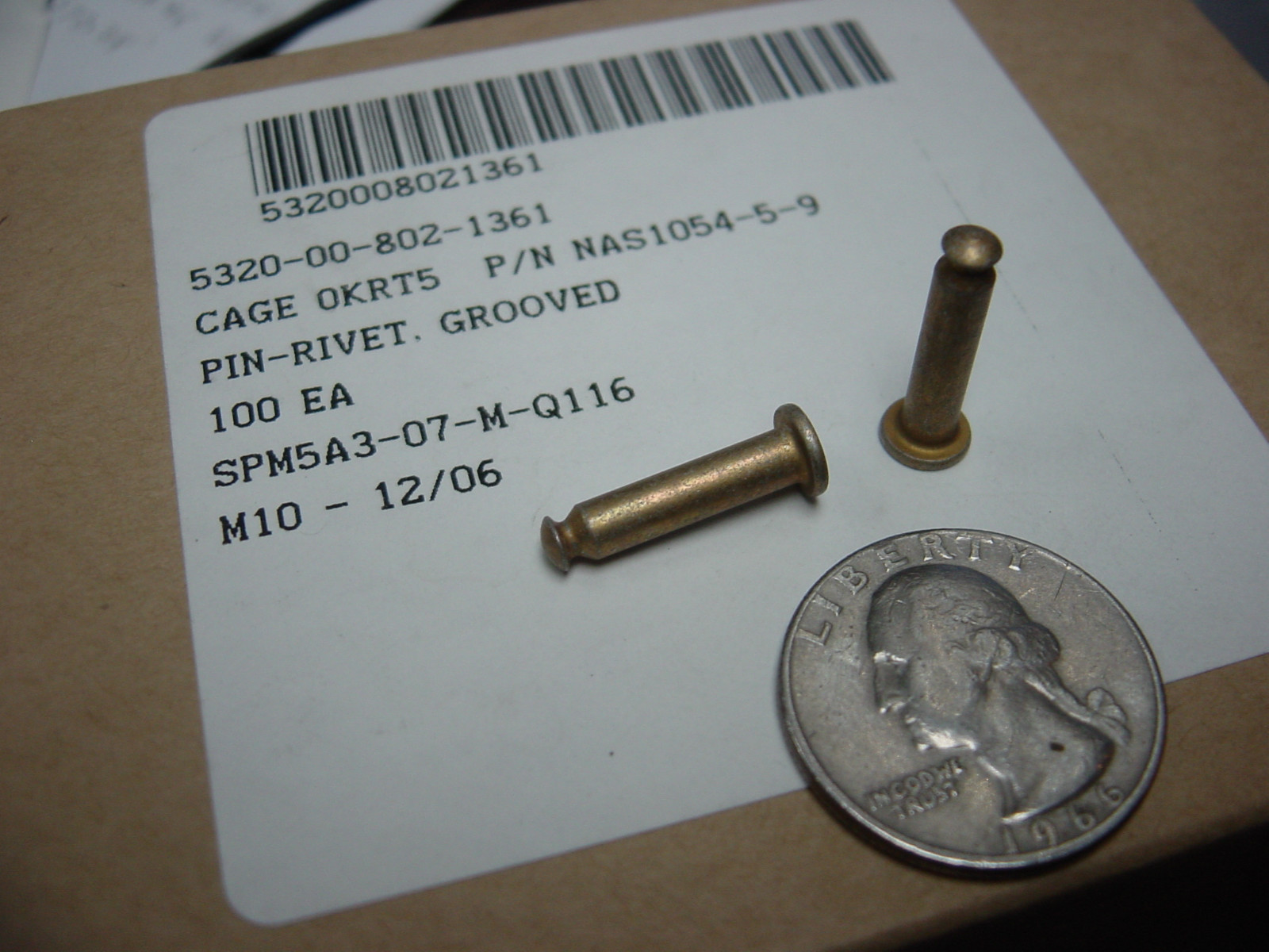 18 Aircraft metal pin rivet NAS1054 5 9 5/32 x 1/2 steel plated C130 AH ...