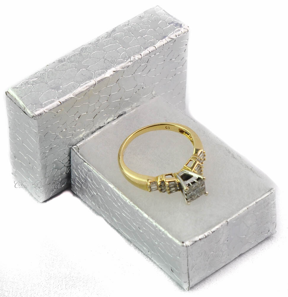 Silver Cotton Filled Gift Boxes Silver Jewelry Gift Box Jewelry 20~50 ...