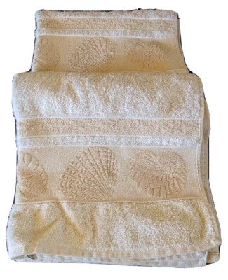 *2* Martha Stewart Everyday Cream Shell Bath Towels, Seashells, Beach ...