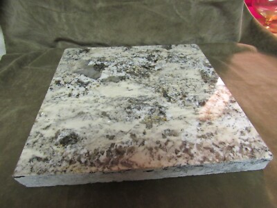 Vintage Marble Stone Granite Square Table top Insert Thick White Gray ...