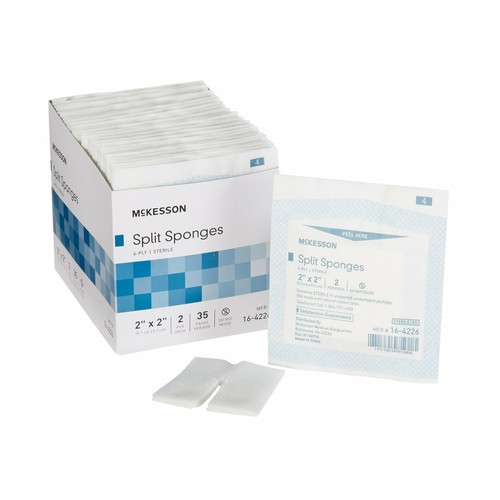 McKesson 6-Ply I.V. Drain Split Sponges Gauze Dressing Sterile 2 X 2 ...