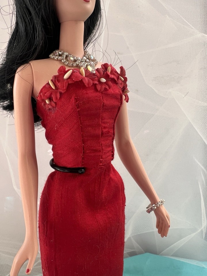 Hot Red Dupioni Silk doll Column dress for Silkstone Barbie gown ...