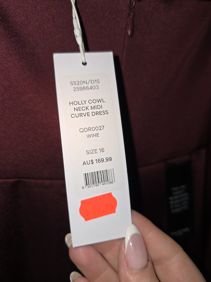 FOREVER NEW- Colour Wine HOLLY COW NECK MIDI DRESS SIZE 16. BNWT, RR ...