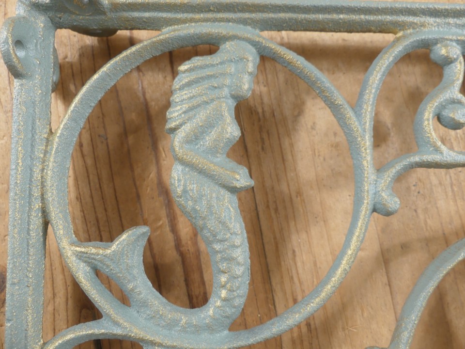 6 Cast Iron Mermaid Brackets Garden Braces Shelf Bracket Corbels Beach ...