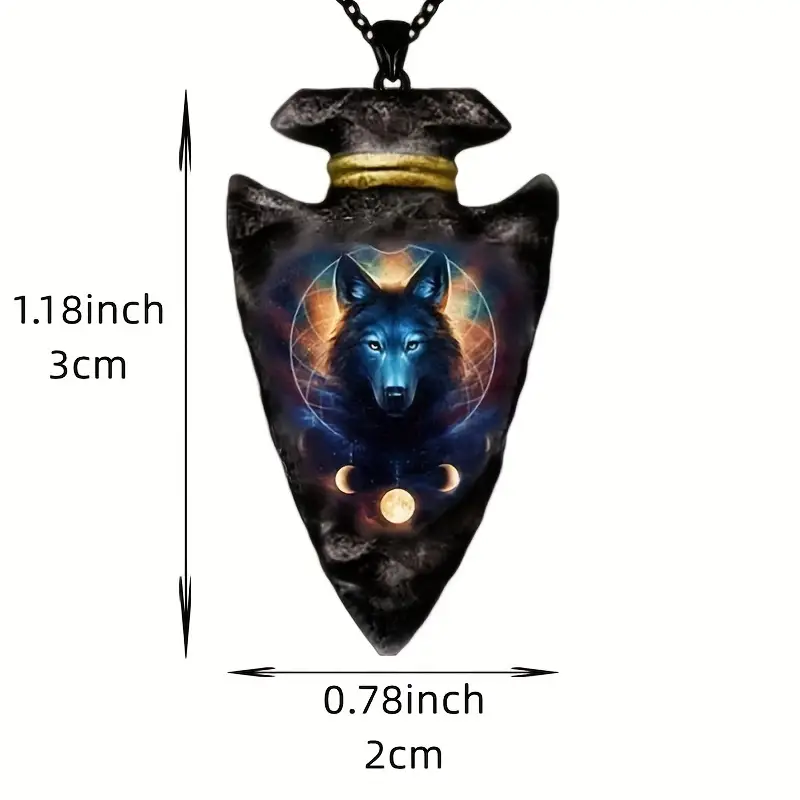 Black Arrowhead Pendant Necklace w/ Black Chain - New - Wolf | eBay