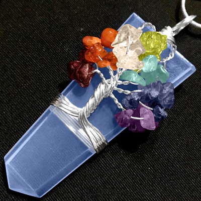 Opalite Opal Wire Wrap Tree Of Life 7 Chakra Crystal Pendant Heal Stone ...