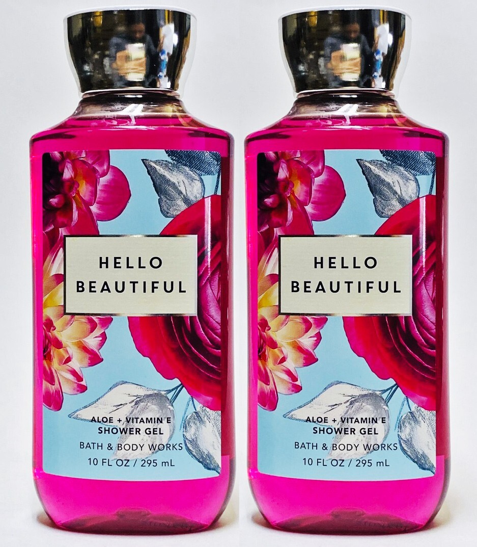 2 Bath & Body Works HELLO BEAUTIFUL Body Wash Shower Gel Aloe Vitamin E ...