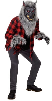 Men’s/Adult M Faux Fur/Black & Red Werewolf Costume New | eBay
