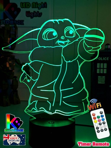 GROGU BABY YODA CHILD 3D LED Battery USB Night Light 7 Colour Changing ...