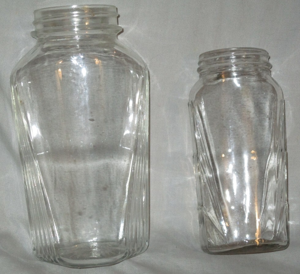 2 Vintage 1930s Art Deco SKYSCRPAER CANDY JAR Clear Glass Necco ...