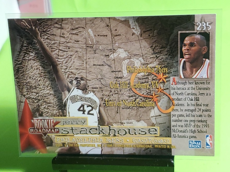 1995-96 Skybox Jerry Stackhouse Rookie Card #235 - Philadelphia 76ers ...