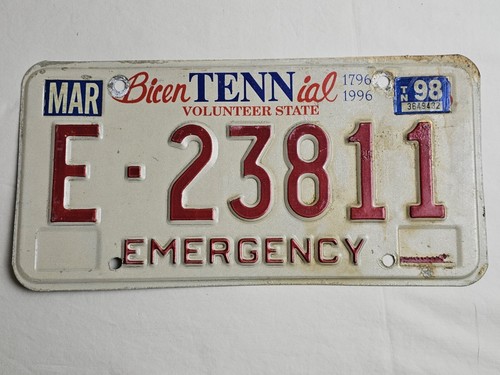 Tennessee 1998 Emergency license plate E - 23811 | eBay