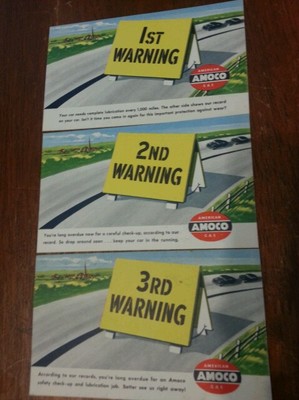 Vintage AMOCO 3 POST CARD warning gas station advertising sign | eBay